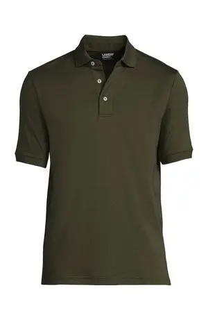 LANDS' END Short Sleeve Cotton Supima Polo Shirt - Forest Moss