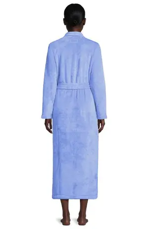 LANDS' END Cozy Plush Long Wrap Robe - Clear Blue Sky