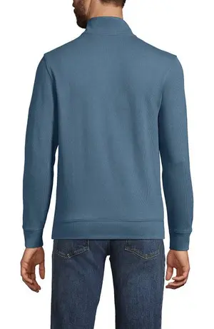 LANDS' END Bedford Rib Quarter Zip Pullover Sweater - Soft Peacock