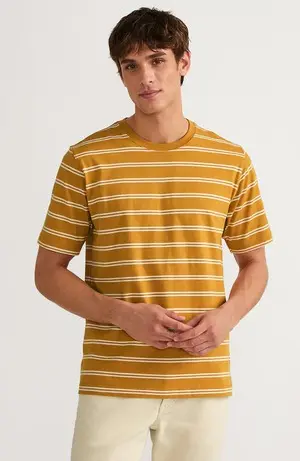 LANDS' END Super-t Short Sleeve T-shirt Vintage Amber Double Stripe
