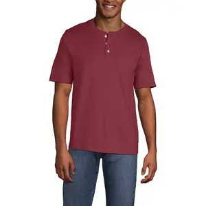 LANDS' END Short Sleeve Super-t Henley Burnt Clay