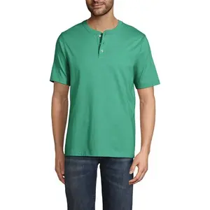 LANDS' END Short Sleeve Super-t Henley Frosted Green