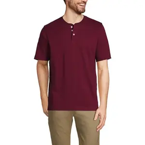 LANDS' END Short Sleeve Super-t Henley Rich Burgundy
