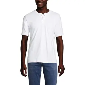 LANDS' END Short Sleeve Super-t Henley White