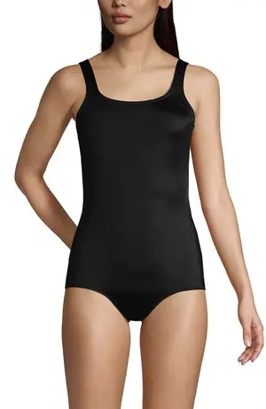 LANDS' END Mastectomy Chlorine Resistant One Piece Swimsuit - Black