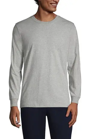 LANDS' END Super-t Long Sleeve T-shirt - Gray Heather