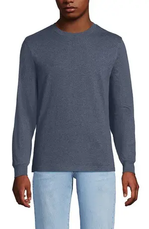 LANDS' END Super-t Long Sleeve T-shirt Nightfall Blue Heather