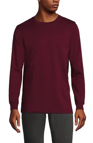 LANDS' END Super-t Long Sleeve T-shirt Rich Burgundy