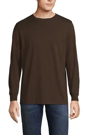 LANDS' END Super-t Long Sleeve T-shirt Rich Coffee