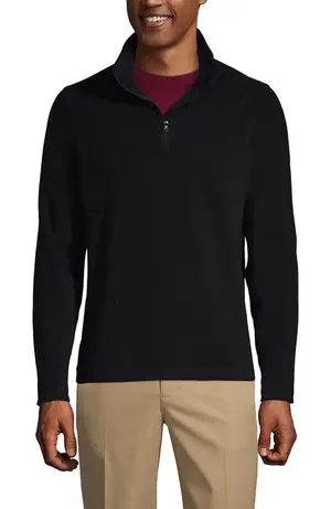 LANDS' END Lightweight Quarter Zip Fleece Pullover - Black