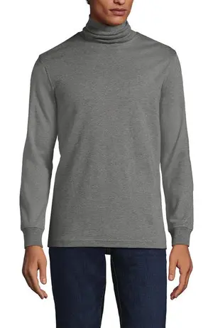 LANDS' END Cotton Supima Turtleneck Pewter Heather