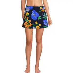 LANDS' END A-line Swim Skirt - Navy/exploded Poppy Floral