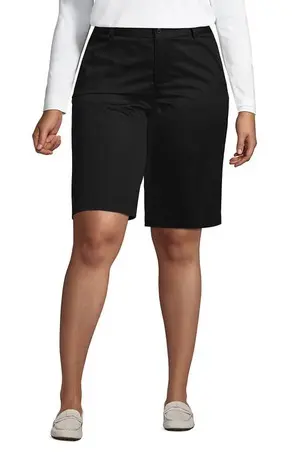 LANDS' END Plain Front Blend Chino Shorts - Black