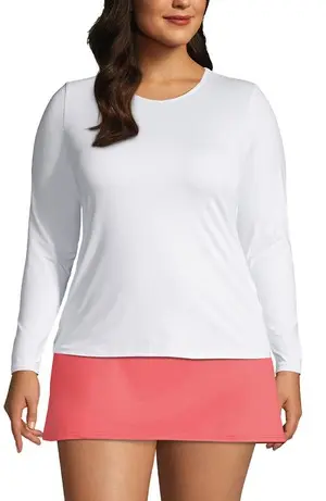LANDS' END Lands' End Long Sleeve Rash Guard Swim Tee White