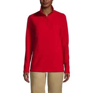 LANDS' END Lightweight Fleece Quarter Zip Pullover - Red
