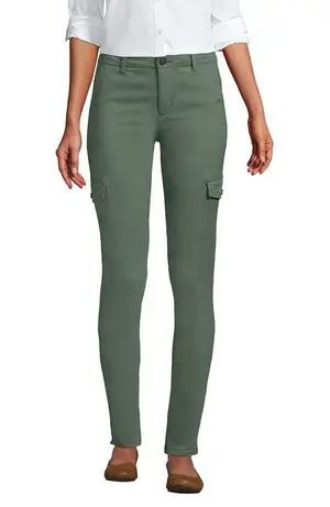 LANDS' END Mid Rise Slim Cargo Chino Pants - Lily Pad Green