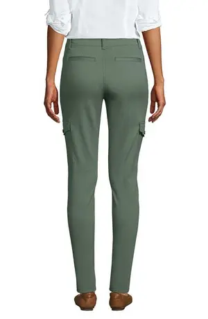 LANDS' END Mid Rise Slim Cargo Chino Pants - Lily Pad Green