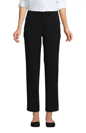 LANDS' END Mid Rise Classic Straight Leg Ankle Chino Pants - Black