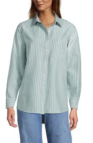 LANDS' END Oxford Shirt - Mineral Aqua Stripe