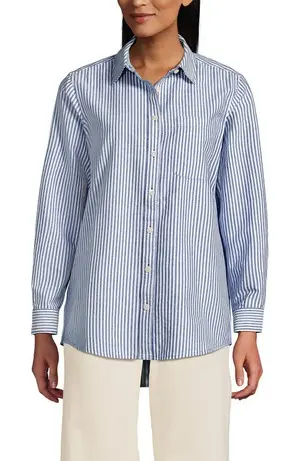 LANDS' END Oxford Shirt - Sapphire Gem Pinstripe