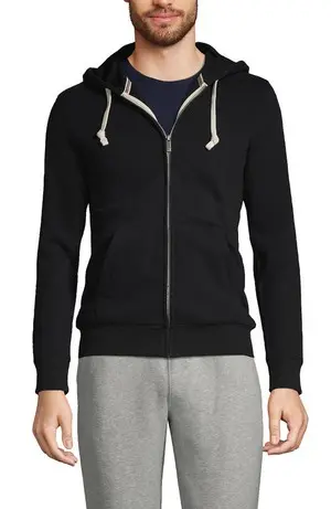 LANDS' END Full Zip Fleece Hoodie Black