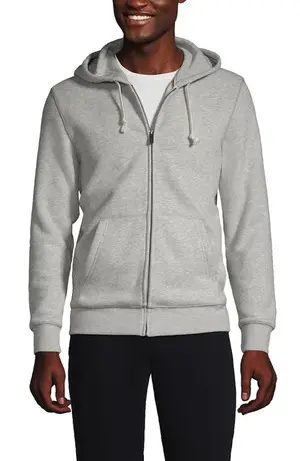 LANDS' END Full Zip Fleece Hoodie Gray Heather