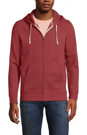 LANDS' END Full Zip Fleece Hoodie Nautical Red