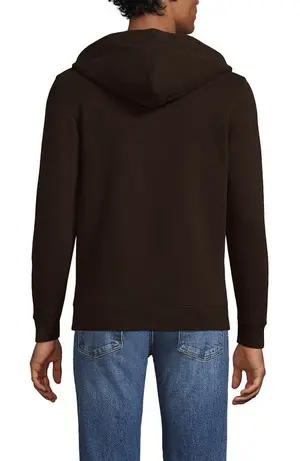 LANDS' END Full Zip Fleece Hoodie - Rich Coffee