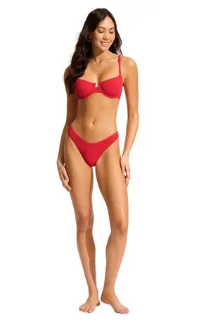 Seafolly Rio High Cut Bikini Bottom - Chilli Red