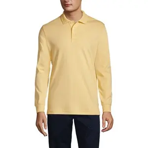 LANDS' END School Uniform Long Sleeve Interlock Polo Shirt - Maize
