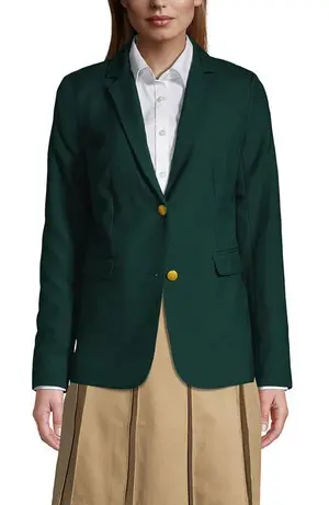 LANDS' END School Uniform Hopsack Blazer - Evergreen