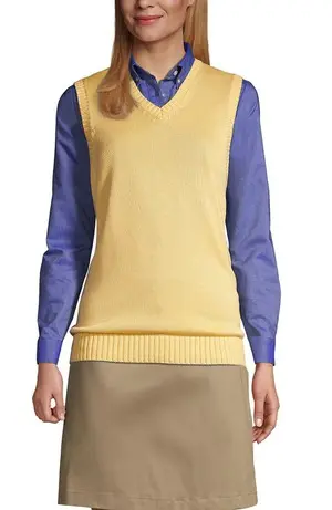 LANDS' END Lands' End Cotton Modal Sweater Vest Maize