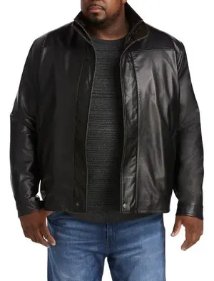 REMY Big & Tall Double-collar Leather Jacket