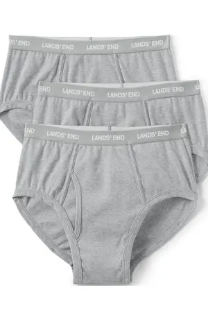 LANDS' END Knit Briefs 3 Pack - Gray Heather