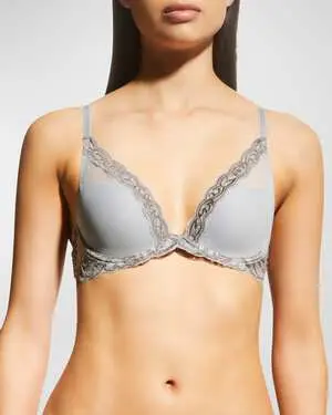 Natori Feathers Contour Plunge Bra Stone  Fog