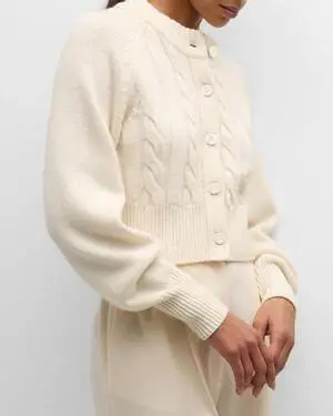 TOCCIN Rita Cropped Wool And Cashmere Cable-knit Cardigan - Ivory