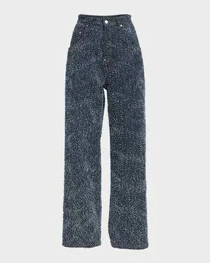 Stella McCartney Boucle Denim Wide-leg Jeans - Blue Boucl