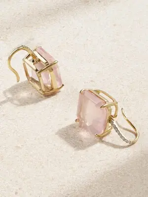 Mateo 14-karat Gold, Topaz And Diamond Dangle Earrings