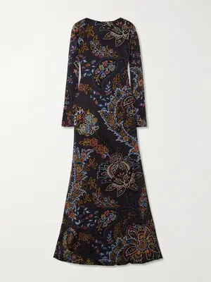 Etro Open-back Printed Jersey Maxi Dress