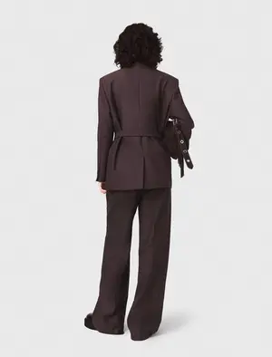 Maje Belted Suit Jacket - Brown