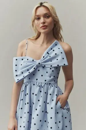 sachin & babi sloane asymmetrical bow taffeta a-line midi dress Sachin & Babi Sloane Asymmetrical Bow Taffeta A-Line Midi Dress - Blue