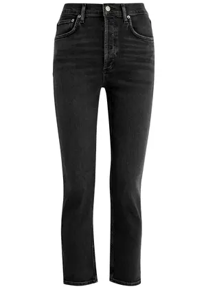 AGOLDE Riley Cropped Slim-leg Jeans - Black