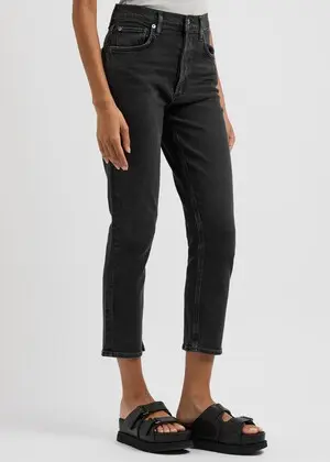 AGOLDE Riley Cropped Slim-leg Jeans - Black