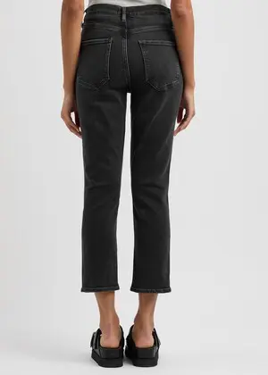 AGOLDE Riley Cropped Slim-leg Jeans - Black