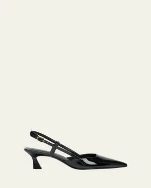 STUART WEITZMAN Vinnie Patent Kitten Slingback Pumps - Black