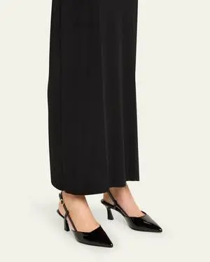 STUART WEITZMAN Vinnie Patent Kitten Slingback Pumps - Black