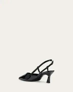 STUART WEITZMAN Vinnie Patent Kitten Slingback Pumps - Black