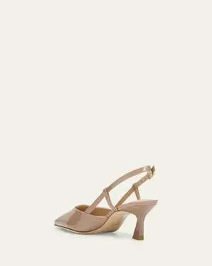 STUART WEITZMAN Vinnie Patent Kitten Slingback Pumps - Black