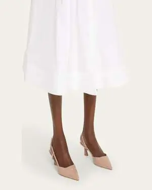 STUART WEITZMAN Vinnie Patent Kitten Slingback Pumps - Black