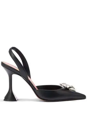 Amina Muaddi 95mm Rosie Sling Pumps - Black